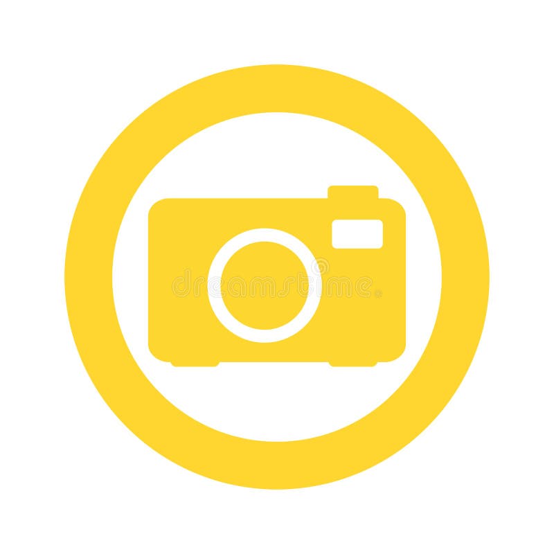 Yellow symbol camera icon stock illustration. Illustration of private ...