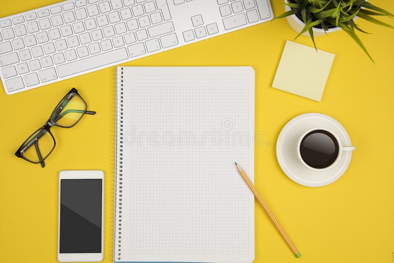 Yellow Table and Office Equipment Editorial Image - Image of mobile ...