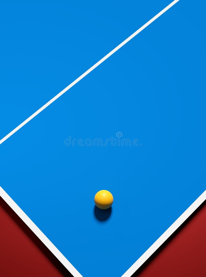 Yellow Table Tennis or Ping Pong Ball on Blue Table Tennis Table with ...