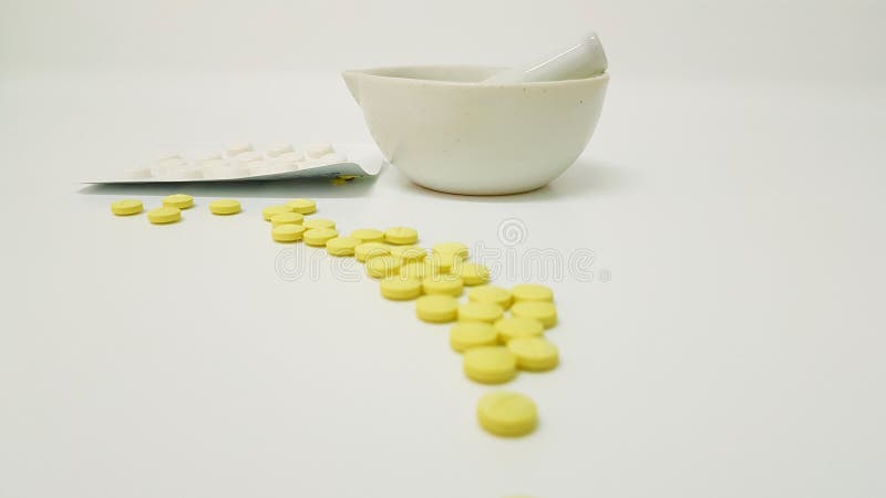 Yellow tablets compounding stock image. Image of prescription - 125351985