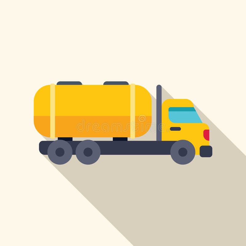 Yellow Tank Truck Transporting Liquid Cargo with Long Shadow Stock ...
