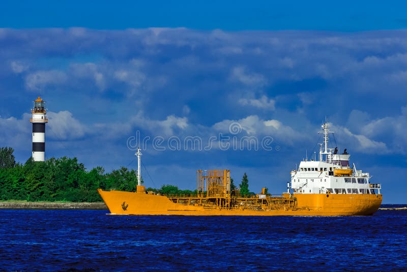 Yellow tanker ship stock image. Image of large, petroleum - 112326103