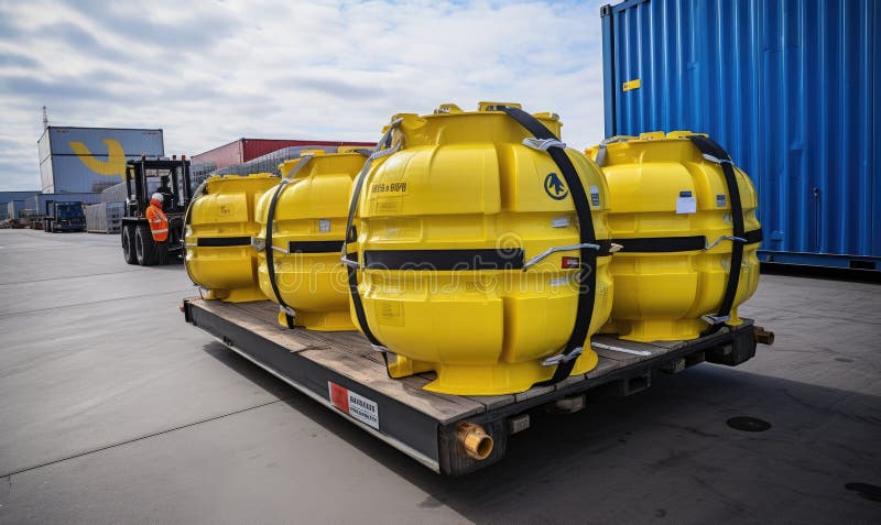 A Yellow Tanker Truck Hauling a Massive Load Stock Illustration ...
