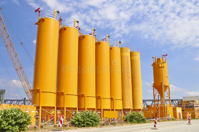 Yellow Tanks on Industrial Site Stock Photo - Image of tower ...