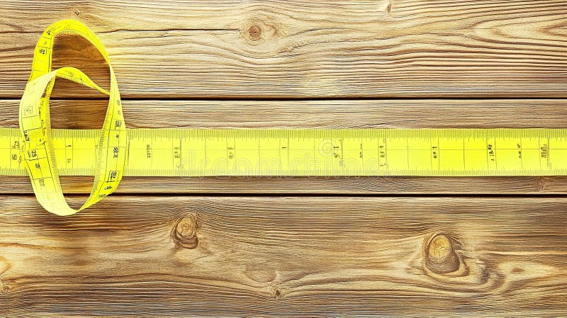 Yellow Tape Measure on Rustic Wood, Crafting Background Stock Image ...