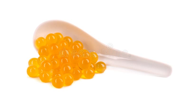 Yellow Tapioca Pearls for Bubble Tea Isolated on White Background ...