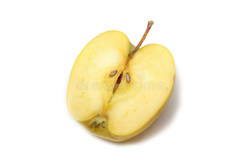 Yellow Tasty Fresh Cut Sliced Half Apple Stock Image - Image of fruit ...