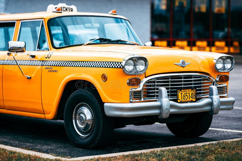 Yellow Taxi Cab Parked on the Road Editorial Photo - Image of street ...
