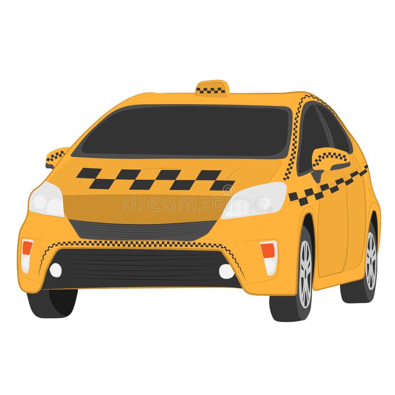 Yellow Taxi Bus Vector Drawing Illustration Stock Illustration ...
