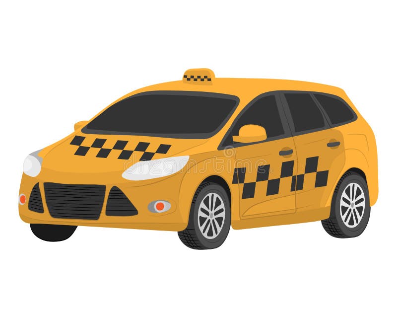 Yellow Taxi Car Vector Drawing Illustration Stock Illustration ...
