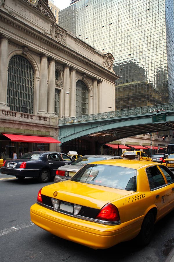 Yellow Taxi at Grand Central Terminal Stock Image - Image of ...