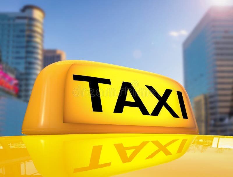 Yellow taxi sign stock illustration. Illustration of color - 78509395