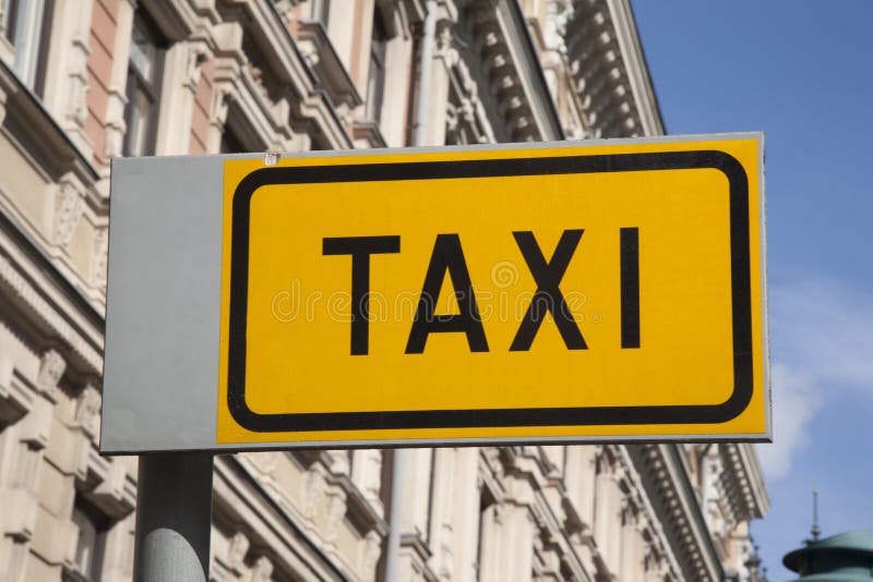 Yellow Taxi Sign stock photo. Image of urban, city, architecture - 52341398