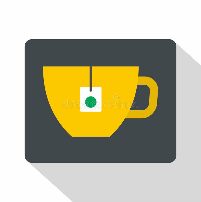 Yellow Tea Cup with Teabag Icon, Flat Style Stock Vector - Illustration ...