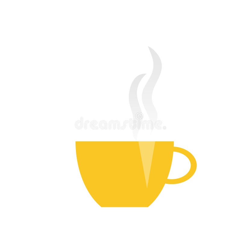 Yellow Tea Cup - Vector Icon Isolated Over White. Simple Flat Icon ...