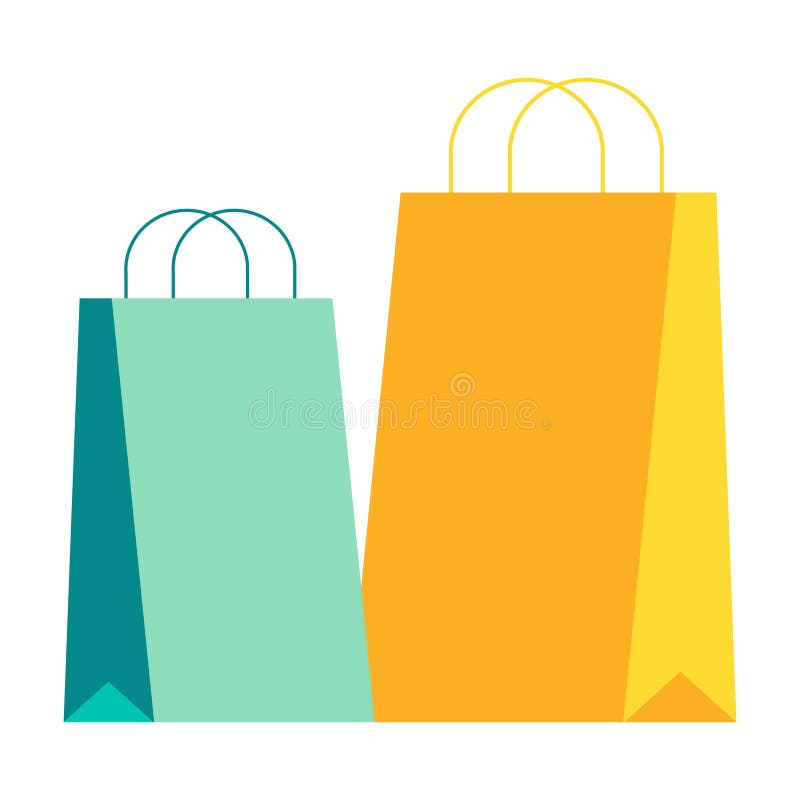 Yellow and Teal Modern Shopping Bag Illustration Stock Vector ...