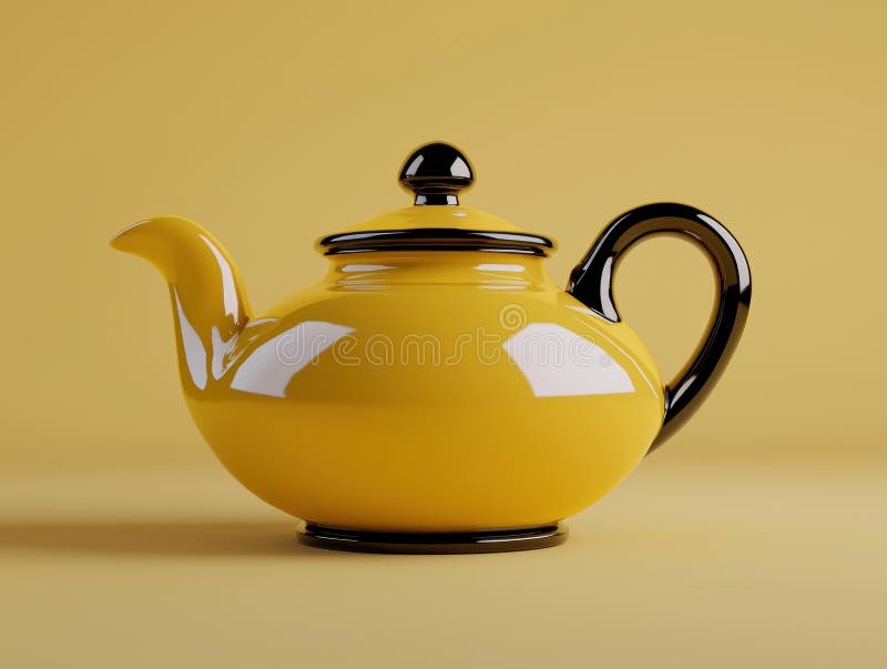 Yellow Teapot on Yellow Background Stock Illustration - Illustration of ...