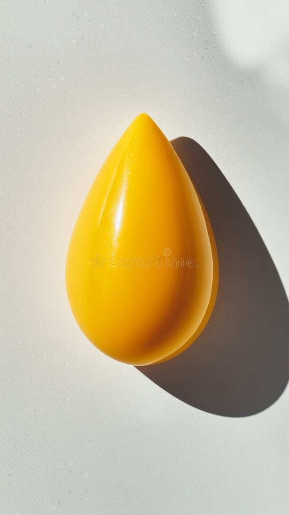 Yellow Teardrop-shaped Object Casting a Shadow on Light Surface Stock ...