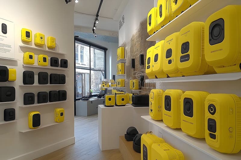 Yellow and Black Device Showroom Stock Illustration - Illustration of ...