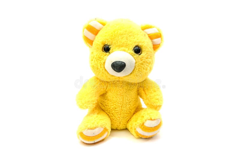 Yellow Teddy Bear Isolated on White Background Stock Photo - Image of ...