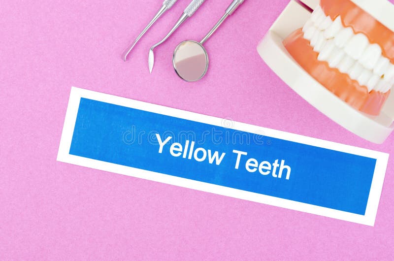 Yellow Teeth Dental Disease and Teeth Model with Tools Stock Image ...