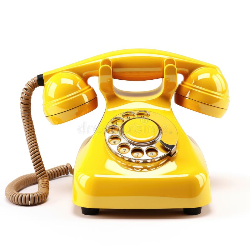 A Yellow Telephone Sitting on Top of a White Surface Stock Illustration ...