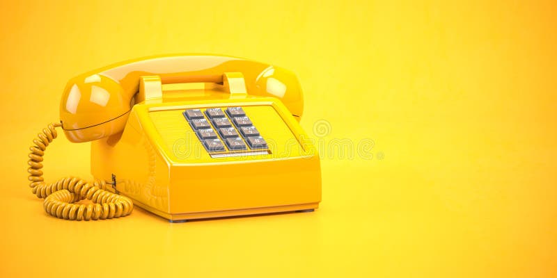 Yellow Telephone. Vintage Retro Push Button Telephone on Yellow ...