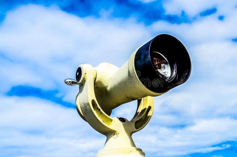 A Yellow Telescope is Pointed Towards the Sky Stock Photo - Image of ...