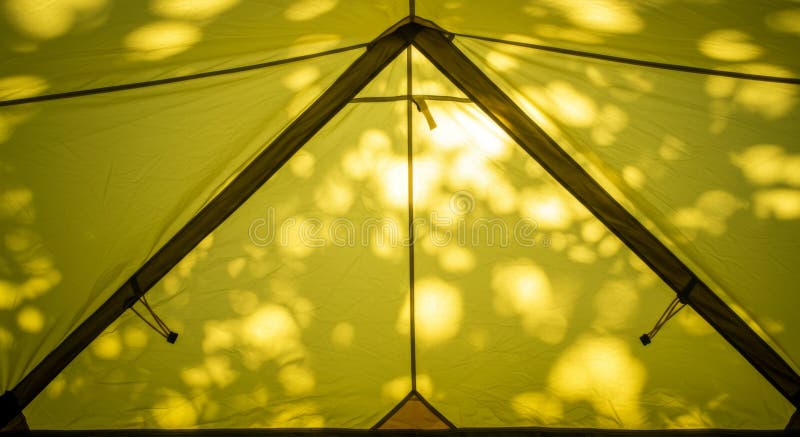 Yellow Tent Interior with Sunlight and Leaf Shadows Stock Illustration ...