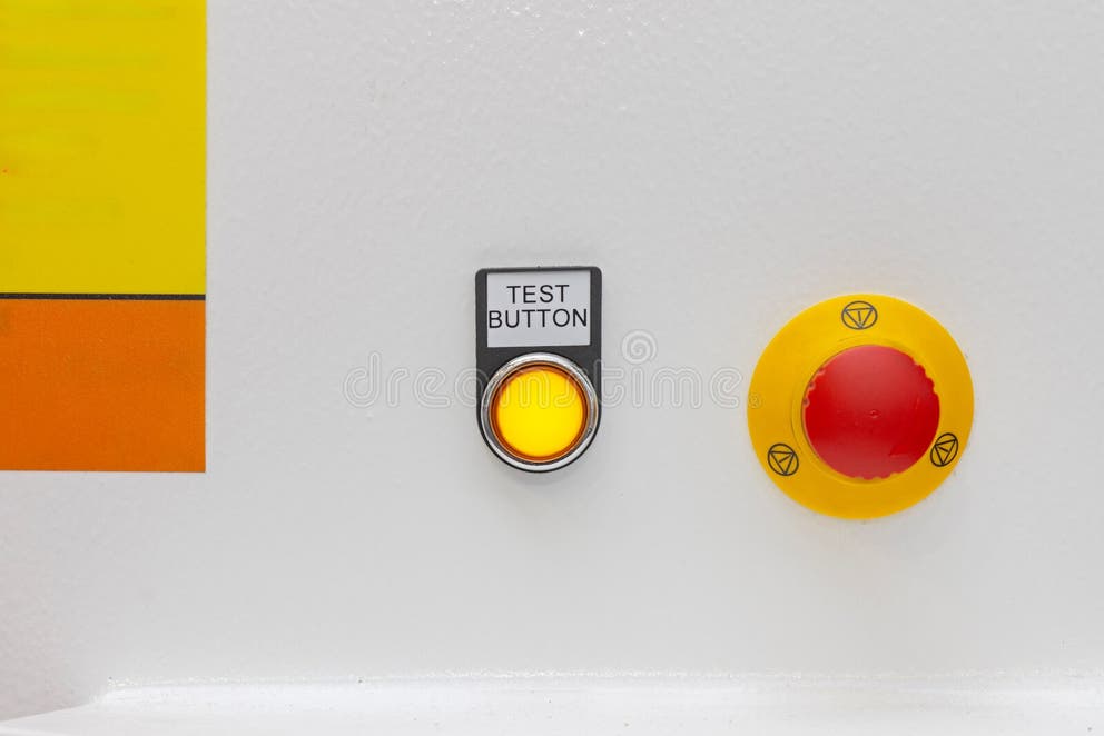 Yellow Test Button stock image. Image of machine, switch - 350766607