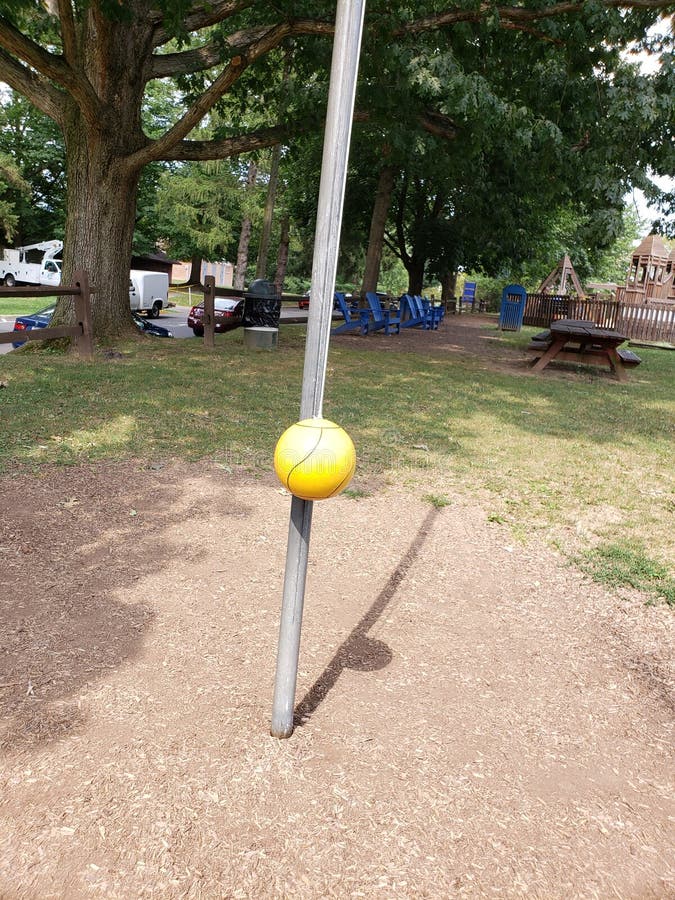 Yellow Tether Ball at a Playground Stock Image - Image of playground ...