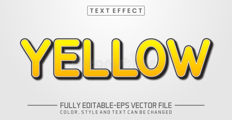 Yellow Text Style Effect Editable Stock Vector - Illustration of design ...