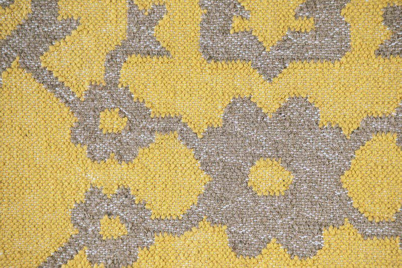 Yellow Textile with Abstract Ethnic Pattern Close-up and Visible ...