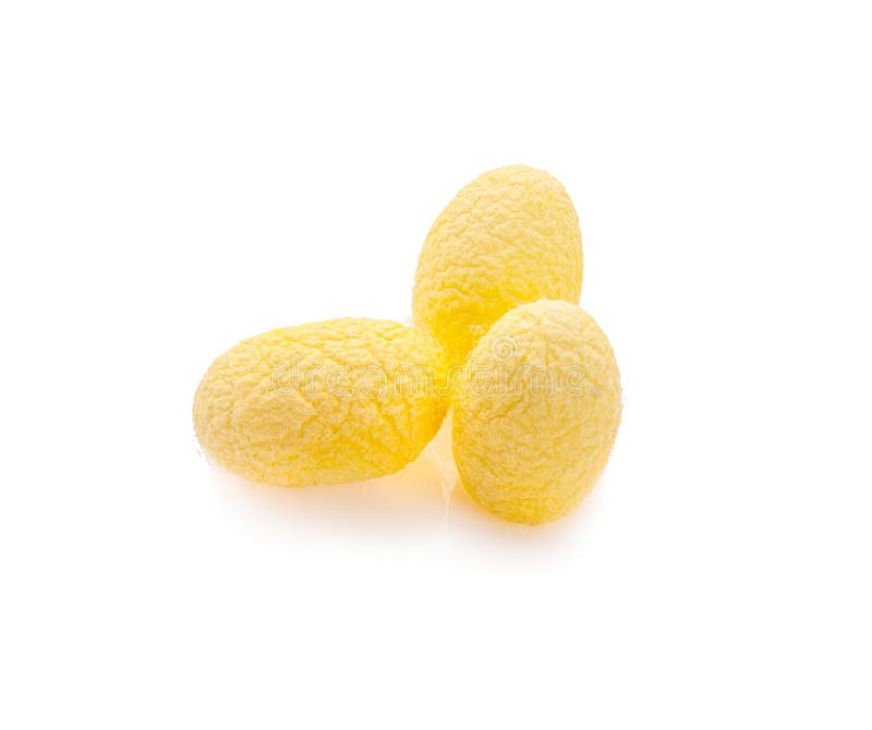 Yellow Thai Silkworm Cocoons Pile Isolated On White Background Stock ...