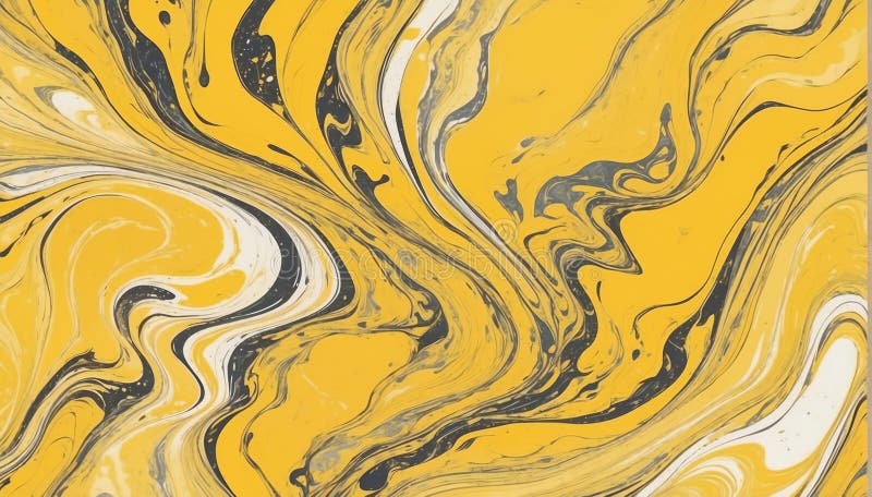 Yellow Theme Marbled Paper Design Ai Generated Stock Illustration ...