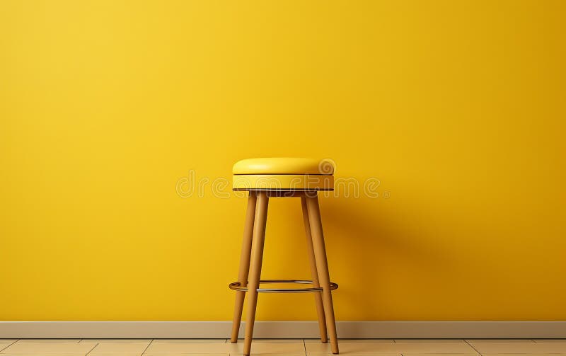 Yellow-themed Wall Counter Stool Design Generative Ai Stock ...