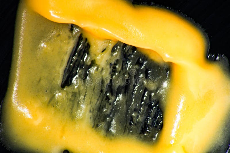 Yellow Thick Cream Smeared Over Black Background Stock Photo - Image of ...