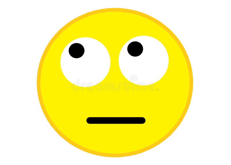 A Yellow Thinking or Guilty Expression Emoticon Smiley White Backdrop ...