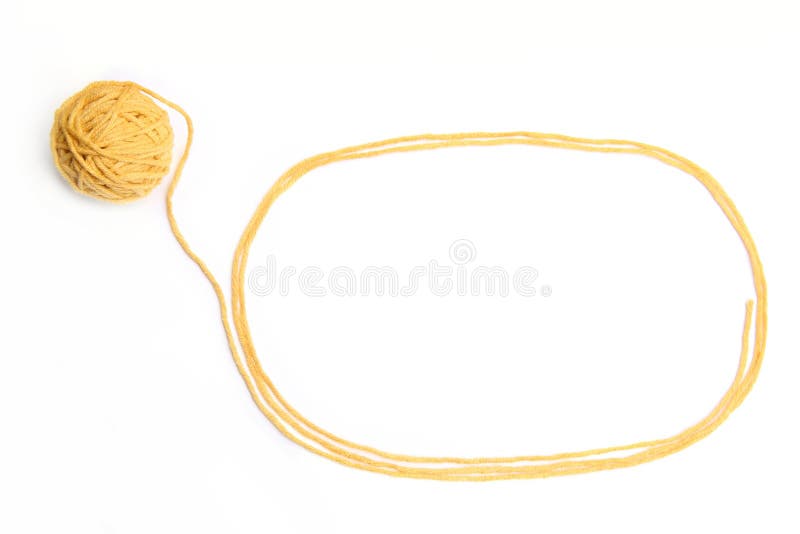 Yellow Thread Ball with Frame Made of Thread Isolated on White ...