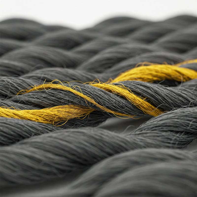 A Yellow Thread among Gray Intertwined Fibers. Stock Photo - Image of ...