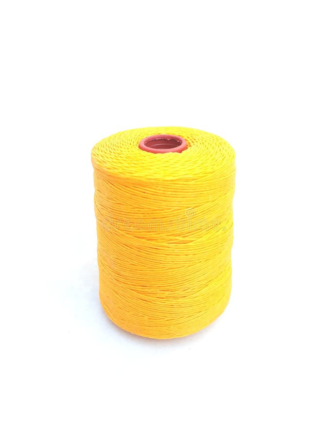 Yellow Thread on Isolated White Stock Image - Image of handmade, macro ...