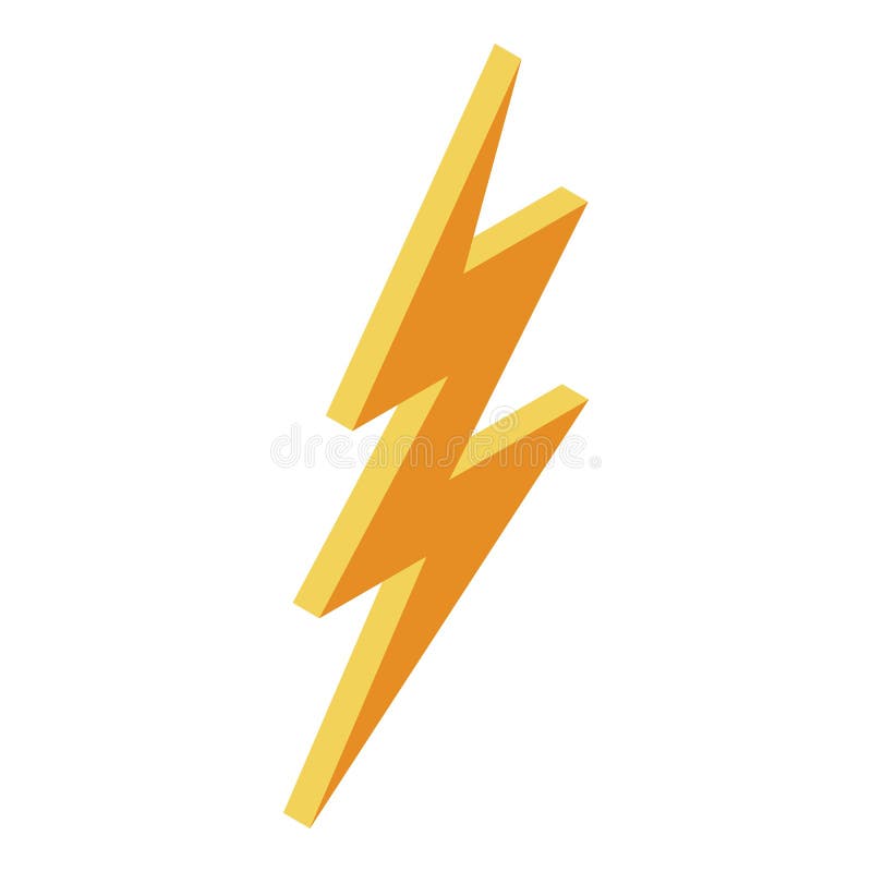 Yellow Thunder Arrow Icon, Isometric Style Stock Vector - Illustration ...