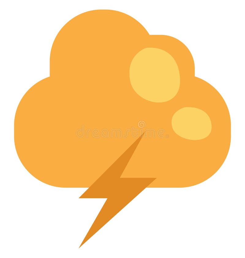 Yellow Thunder Icon Isolated on White Background, Thunder Storm Symbol ...
