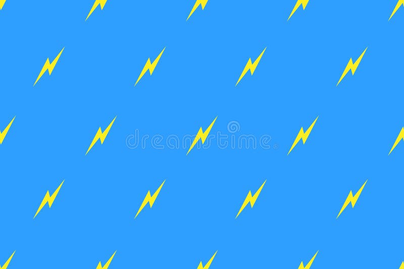 Yellow Thunderbolt on Blue Background Seamless Pattern Stock ...