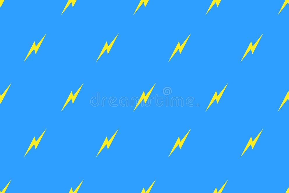 Yellow Thunderbolt on Blue Background Seamless Pattern Stock ...