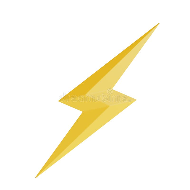 Yellow Thunderbolt Lighting Icon in Clay Style. 3d Rendering Stock ...