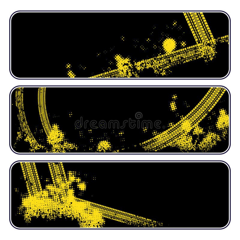 Yellow tire track banner stock illustration. Illustration of element ...