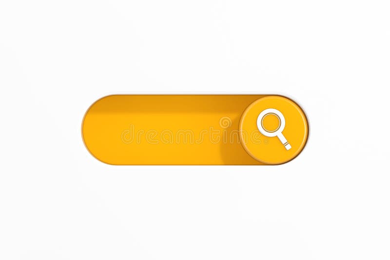 Yellow Toggle Switch Slider with Magnifying Glass or Search Icon. 3d ...