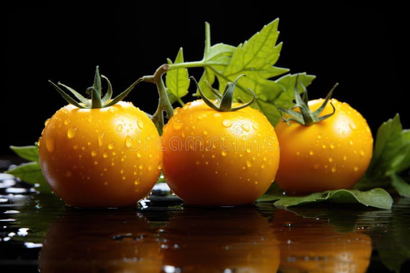 Yellow Tomato on a Dark Wood Bottom. View of Th Stock Illustration ...