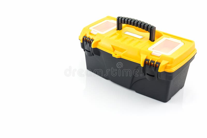 Yellow Tool Box, Plastic Tool Box. Stock Image - Image of lock, concept ...